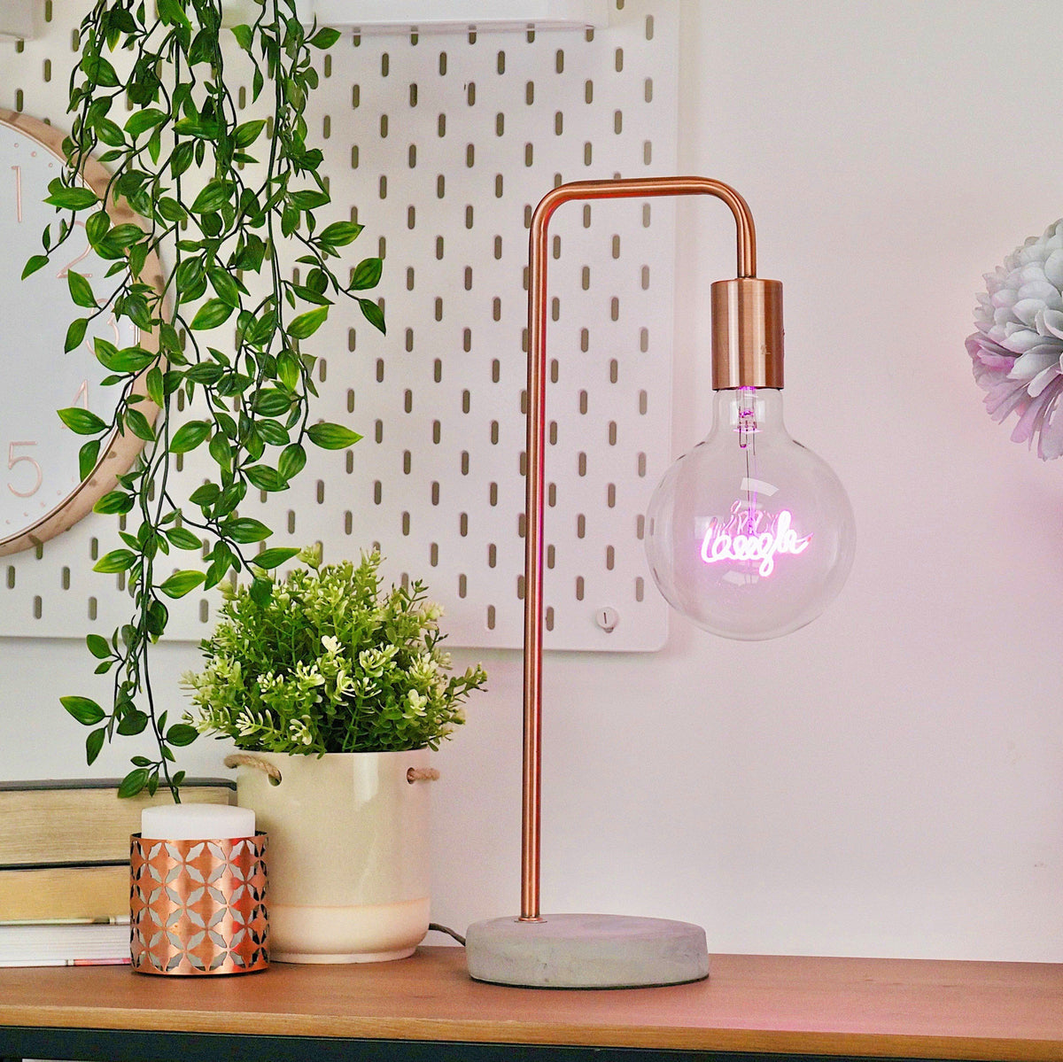 Super cool neon colour LED vintage bulb light in Laugh design – Velvet ...