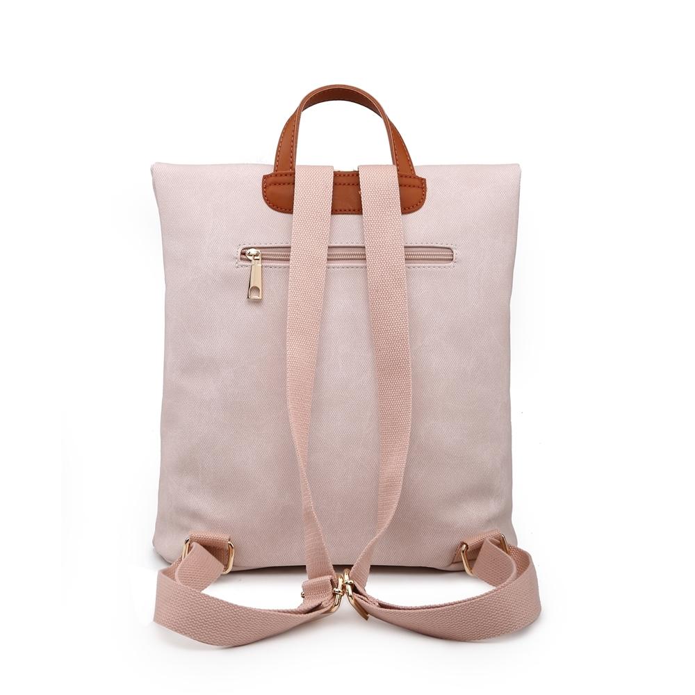 Pale Pink Fold Over Canvas Style Rucksack – Velvet and Parade